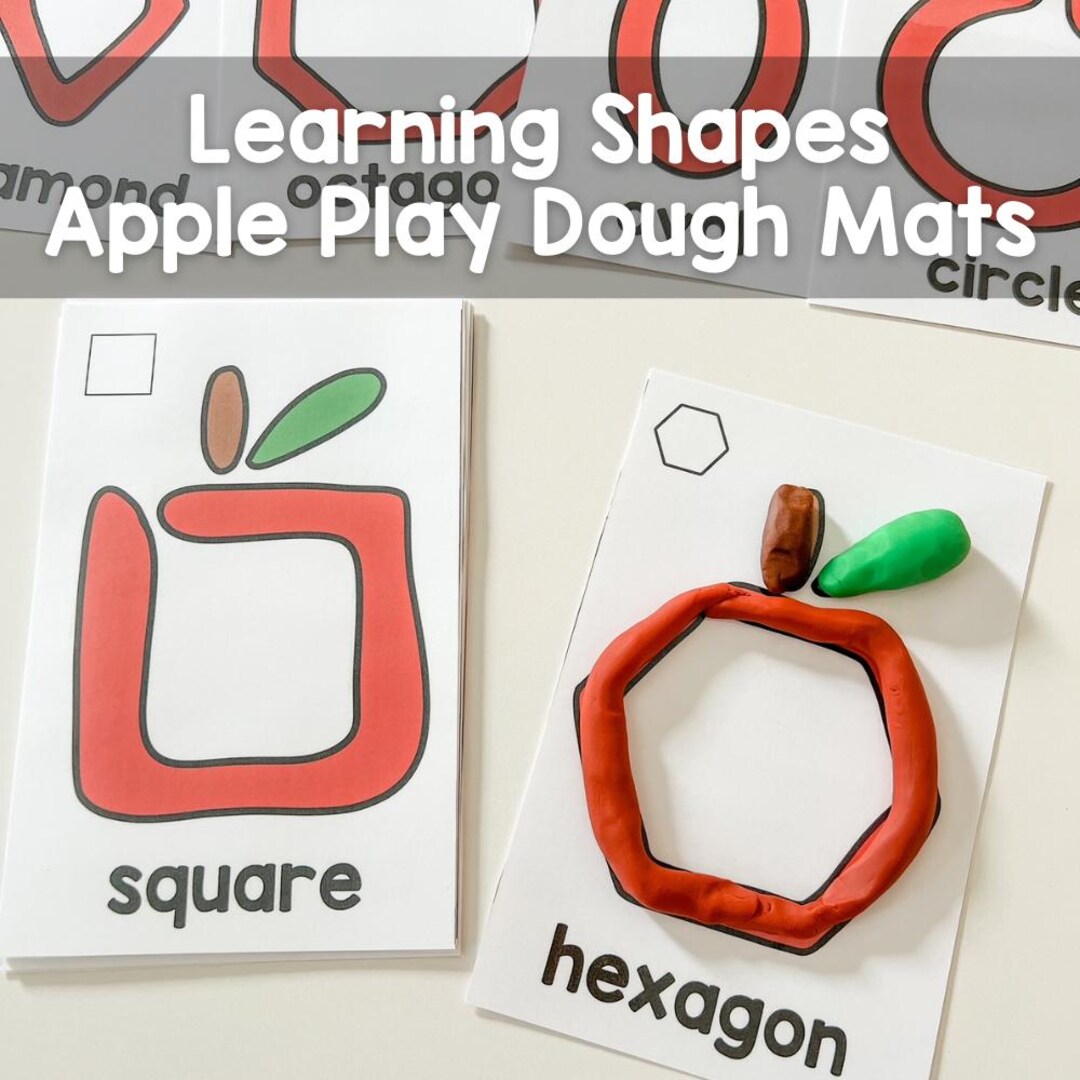 Learning Shapes Apple Play Dough Mats for Fall & Back to School Digital ...