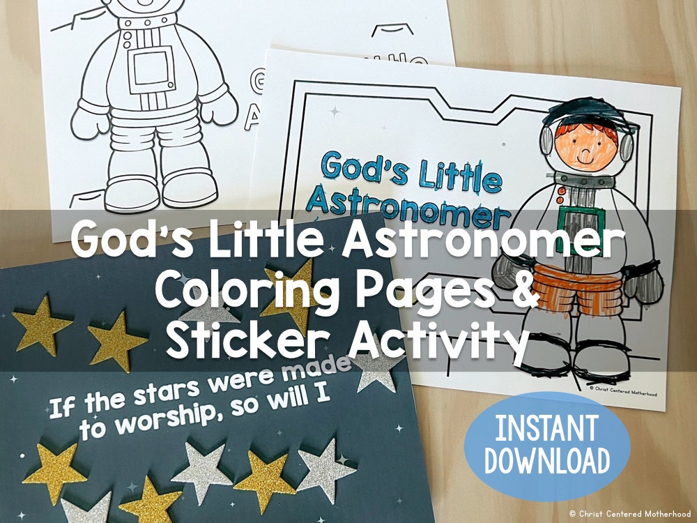 God's Little Astronomer Coloring Pages & Sticker Activity Digital ...