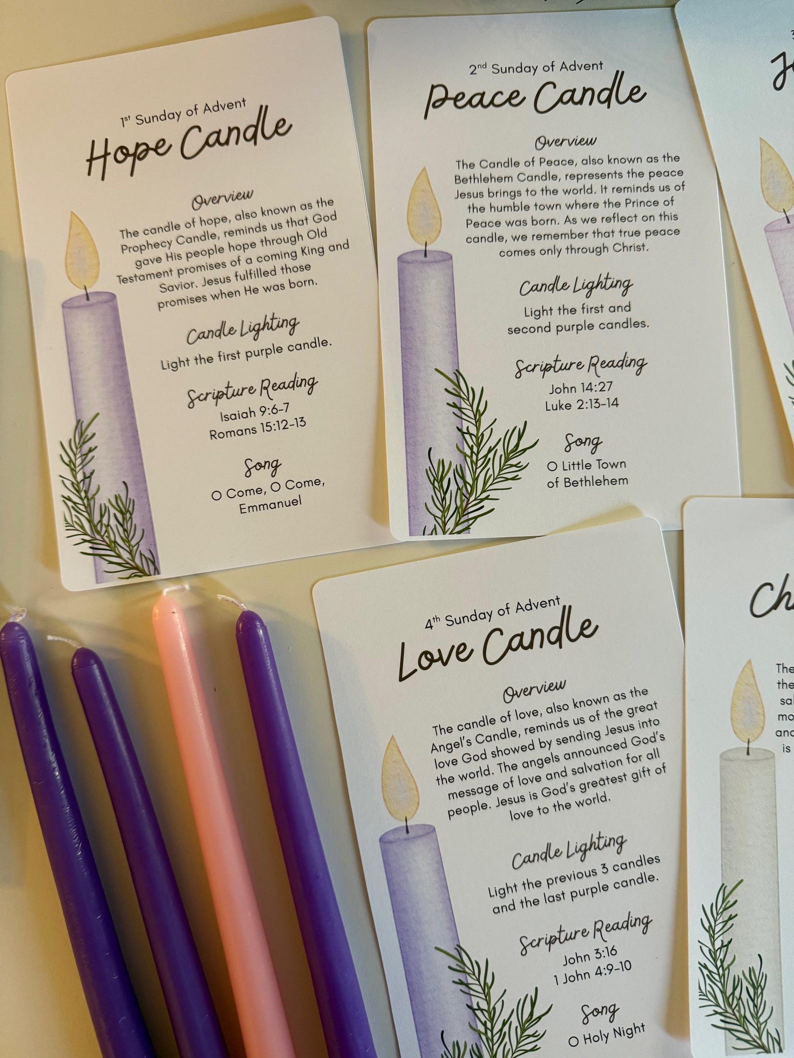 Advent Candle Devotional for Families/church Overview, Scriptures, and ...