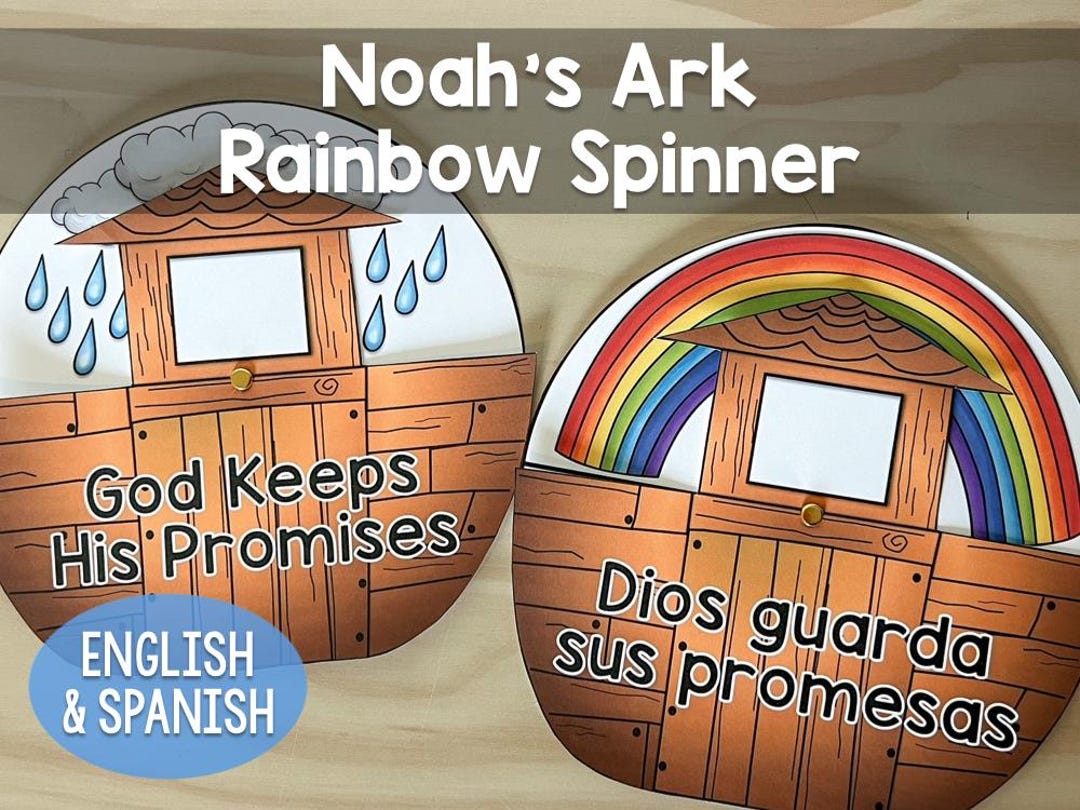 Noah's Ark Bible Story Rainbow Spinner for Retelling Perfect Craft for ...