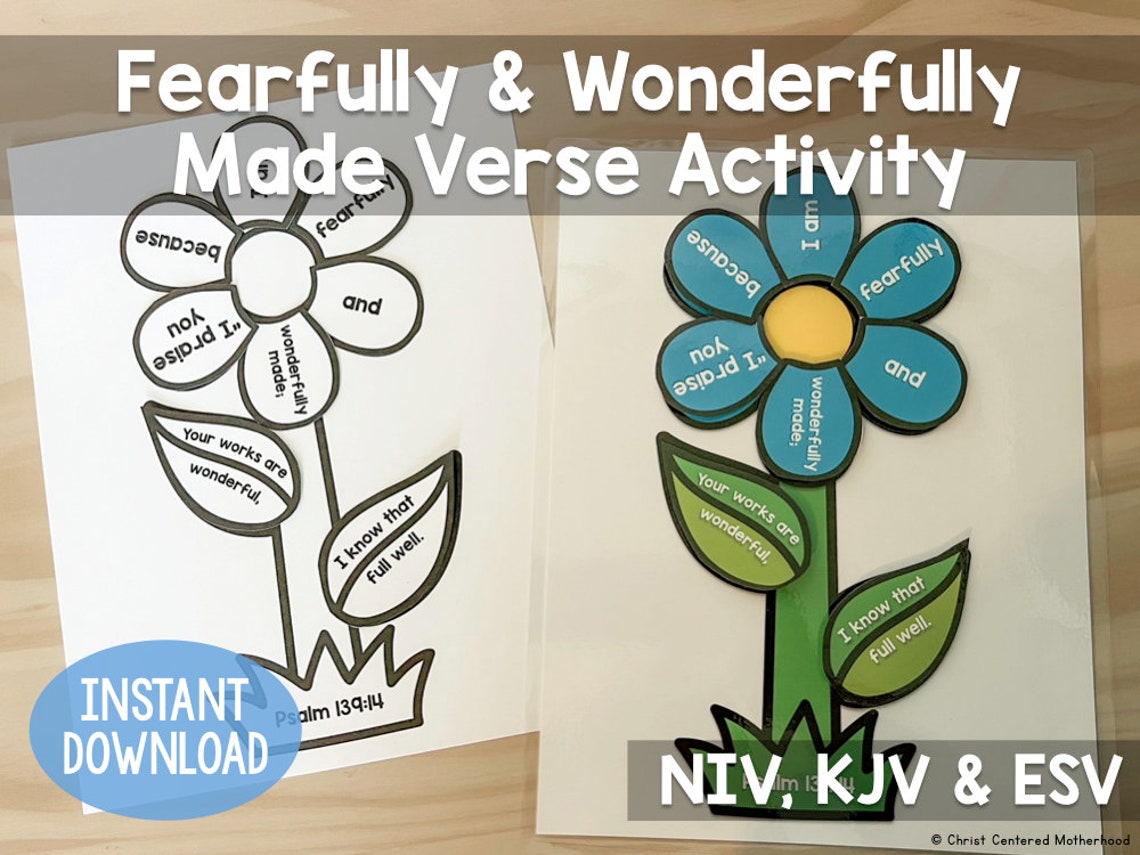 Fearfully and Wonderfully Made Memory Verse Activity Psalm 139:14 ...