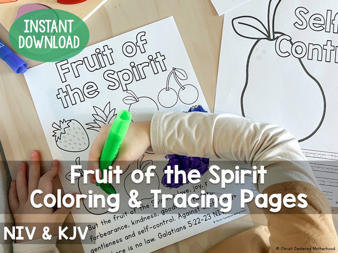 Fruit of the Spirit Galatians 5 Coloring and Memory Verse Tracing Pages ...