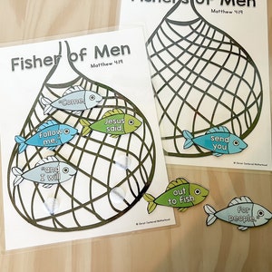 Fishers of Men Coloring Pages & Memory Verse Activity NIV ESV KJV - Etsy