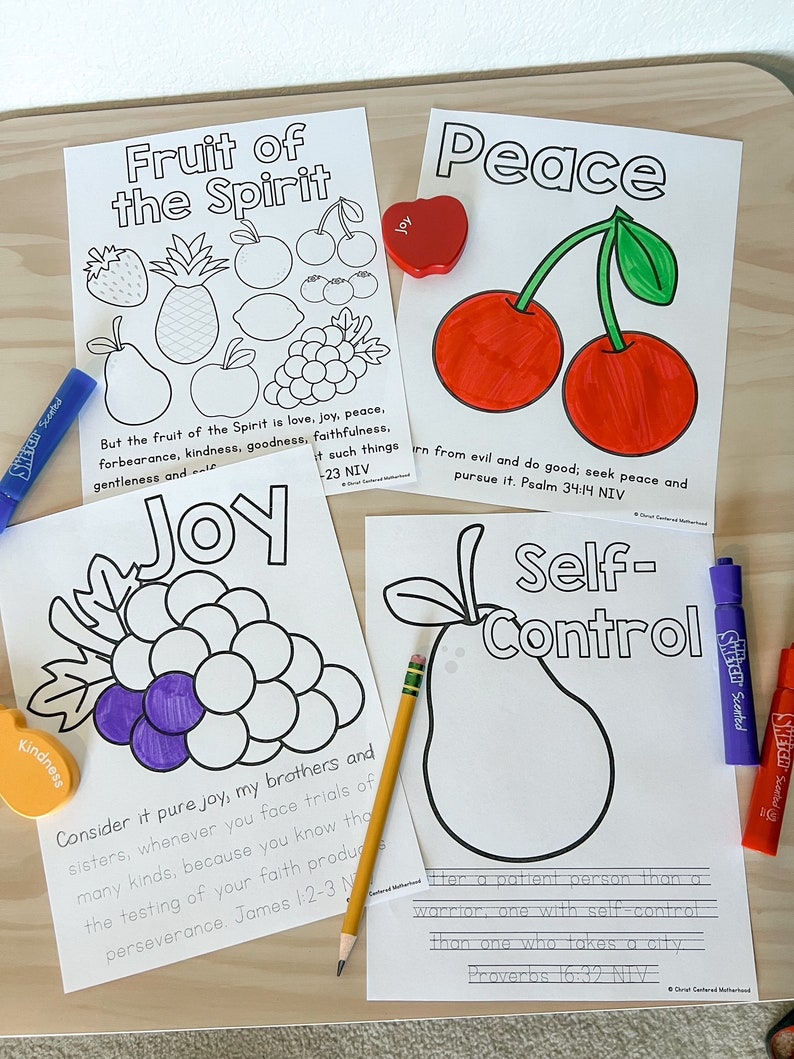 Fruit of the Spirit Galatians 5 Coloring and Memory Verse Tracing Pages ...