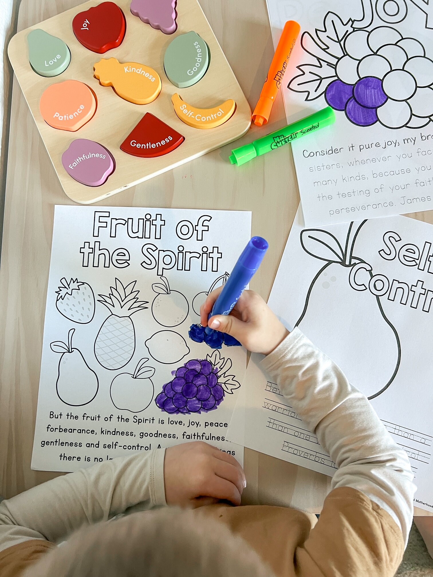 Fruit of the Spirit Galatians 5 Coloring and Memory Verse Tracing Pages ...