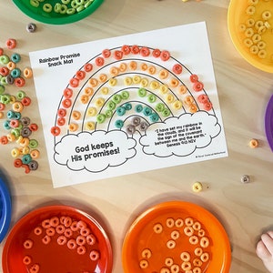 Noah's Ark Rainbow Promise Fruit Loop Snack Mat Activity - Etsy