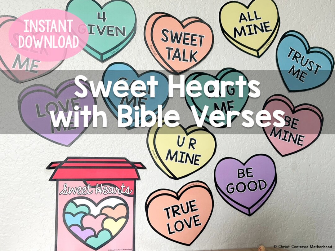 Sweet Hearts Bible Verse Printable Bulletin Board Decor Valentine's Day ...