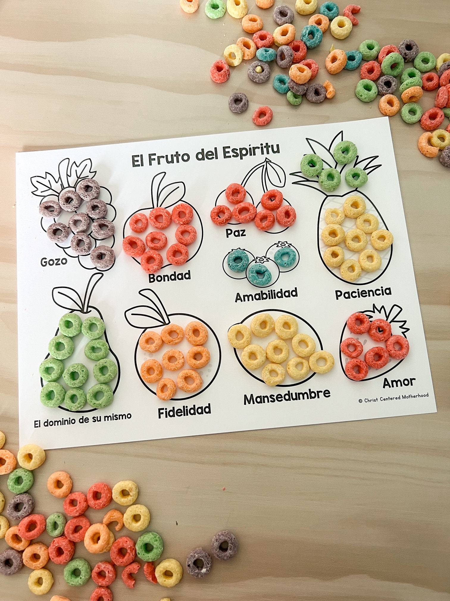 Fruit of the Spirit Snack Mat & Coloring Page, English and Spanish - Etsy