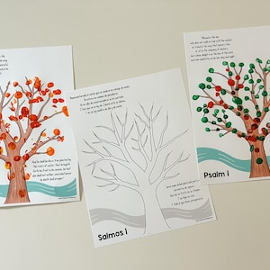 Tree Fingerprint Craft for Psalm 1 Sunday School English & Spanish NIV ...