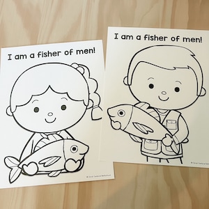 Fishers of Men Coloring Pages & Memory Verse Activity NIV ESV KJV - Etsy