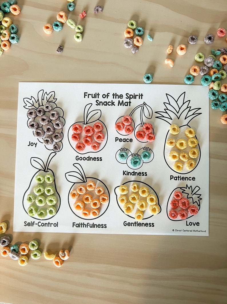 Fruit of the Spirit Fruit Loop Snack Mat Activity English AND Spanish ...