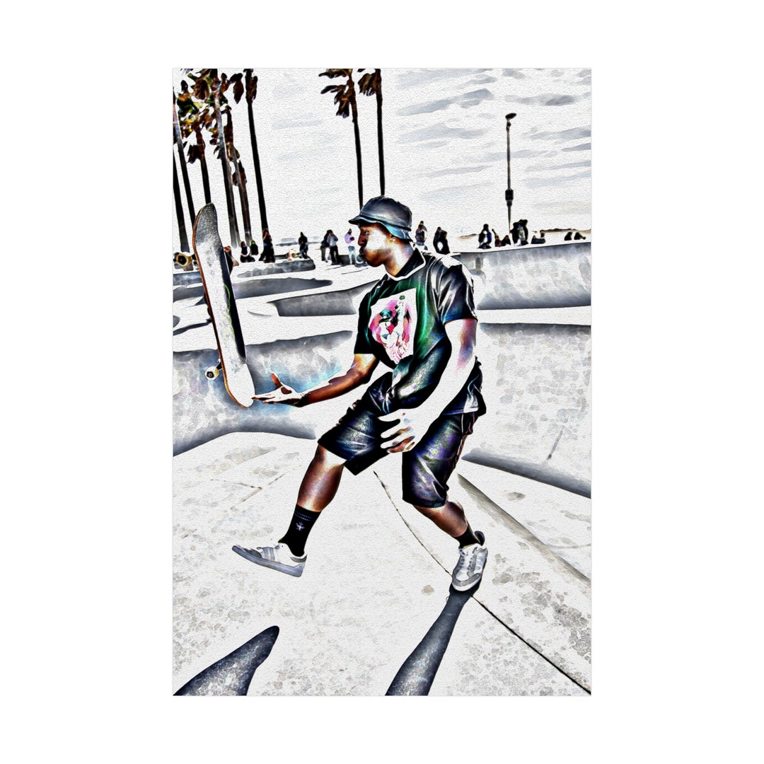 Skateboarding Hand Sketched Poster Art, Skater Color Sketch Poster for ...