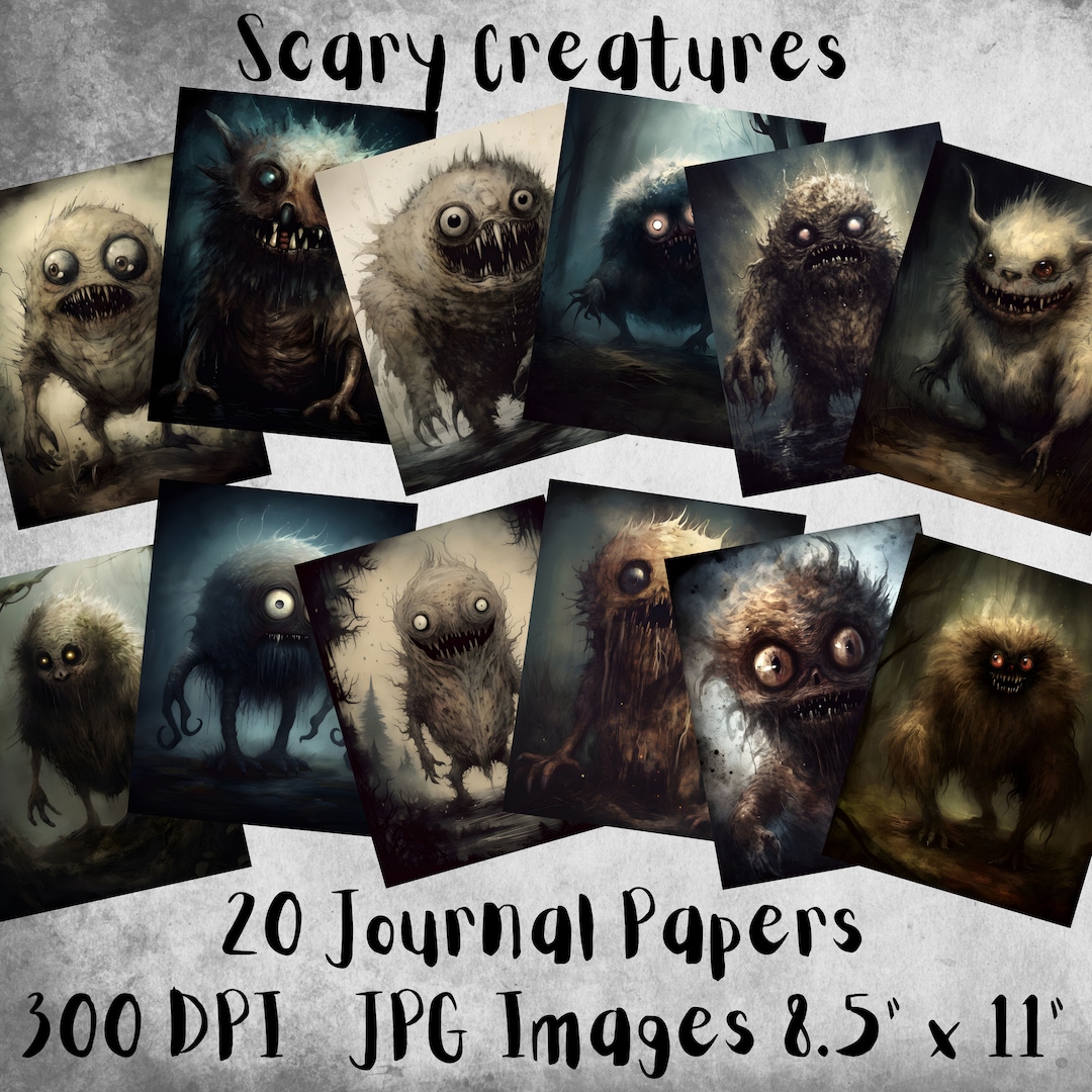 20 Scary Creatures Journal Paper, Digital Paper JPEG, 8.5 X 11 ...