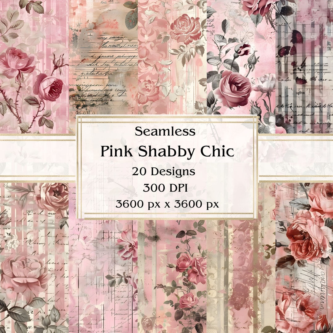 20 Pink Shabby Chic Seamless Digital Paper, JPEG, 12" X 12", Scrapbook ...