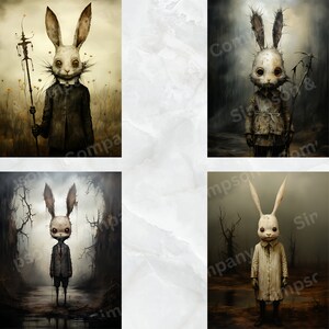 20 Creepy Rabbit Creatures Journal Paper, Digital Paper JPEG, 8.5" X 11 ...