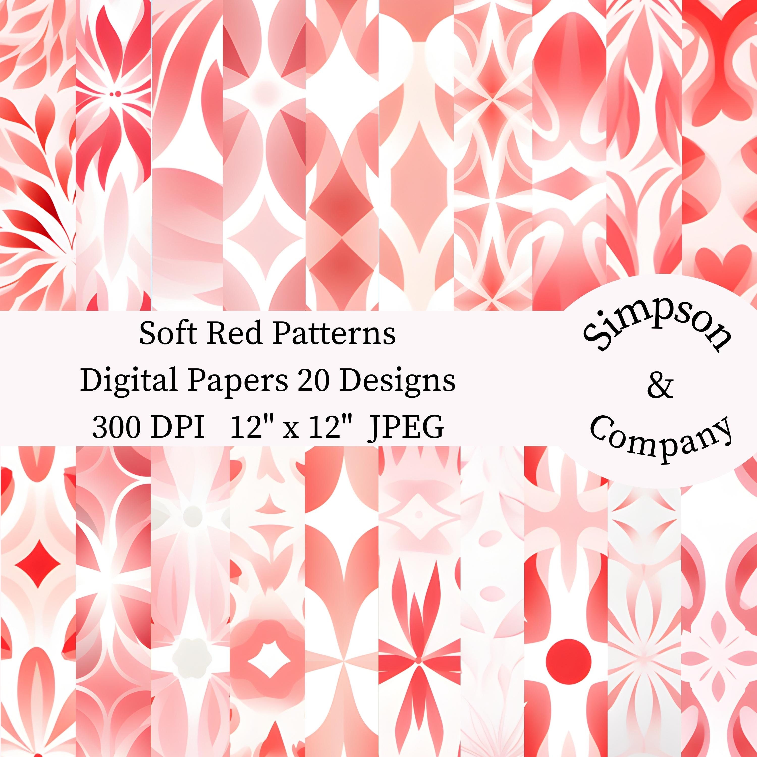 20 Soft Red Patterns Digital Paper JPEG 12 X 12 - Etsy