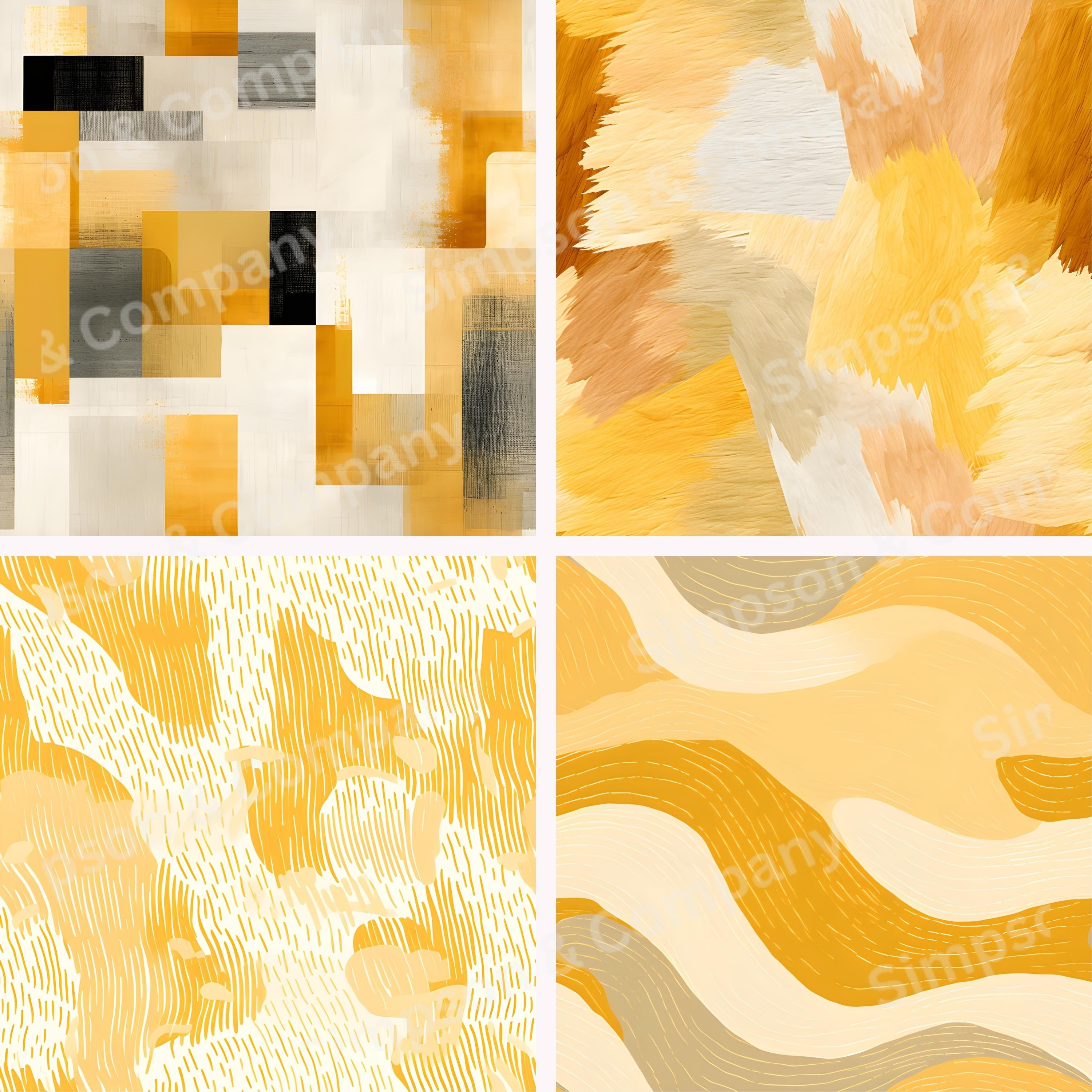 20 Yellow Textures Digital Papers, JPEG, 12 X 12, Scrapbook Paper, Junk ...