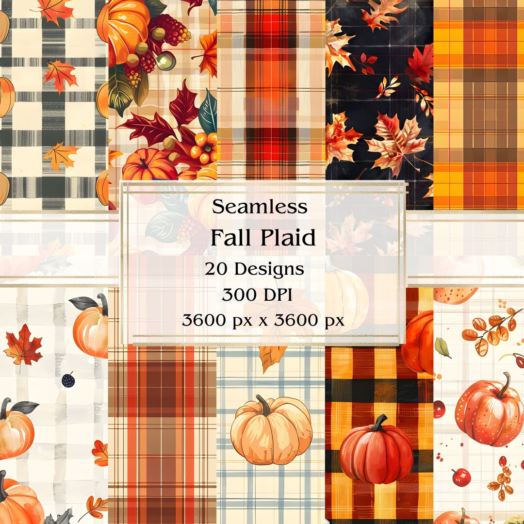 20 Fall Plaid Seamless Digital Paper, JPEG, 12 X 12, Scrapbook Paper ...