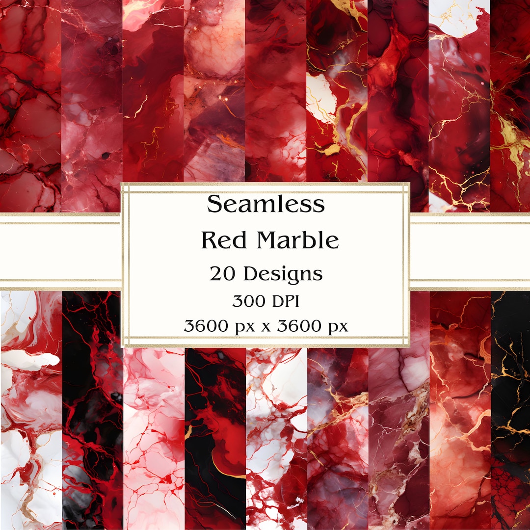 20 Red Marble Seamless Digital Paper, JPEG, 12 X 12, Scrapbook Paper ...