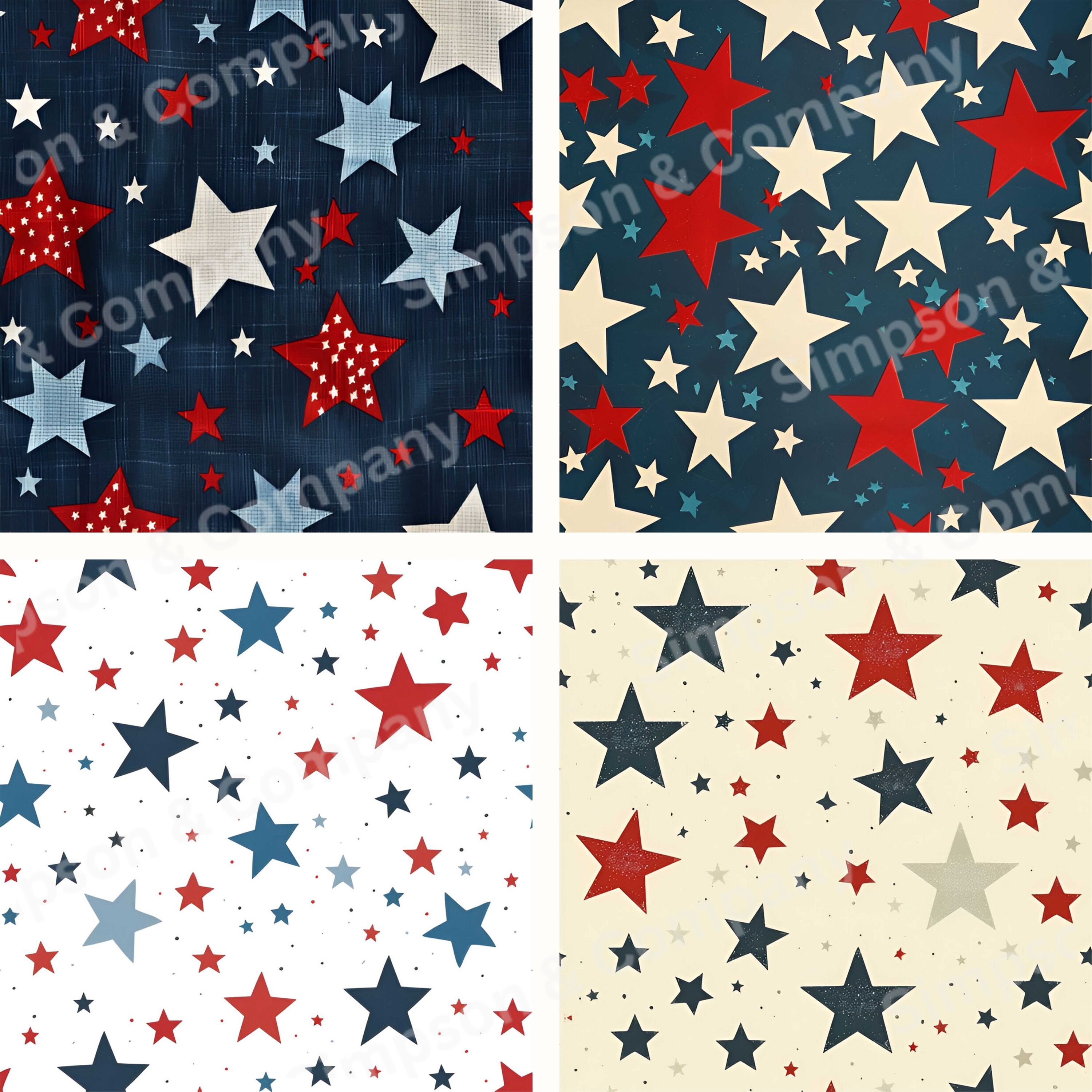 20 Stars, Stripes & Fireworks Seamless Digital Paper, JPEG, 12 X 12 ...