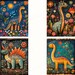 20 Folk Art Dinosaurs Journal Paper, Digital Paper JPEG, 8.5" X 11 ...