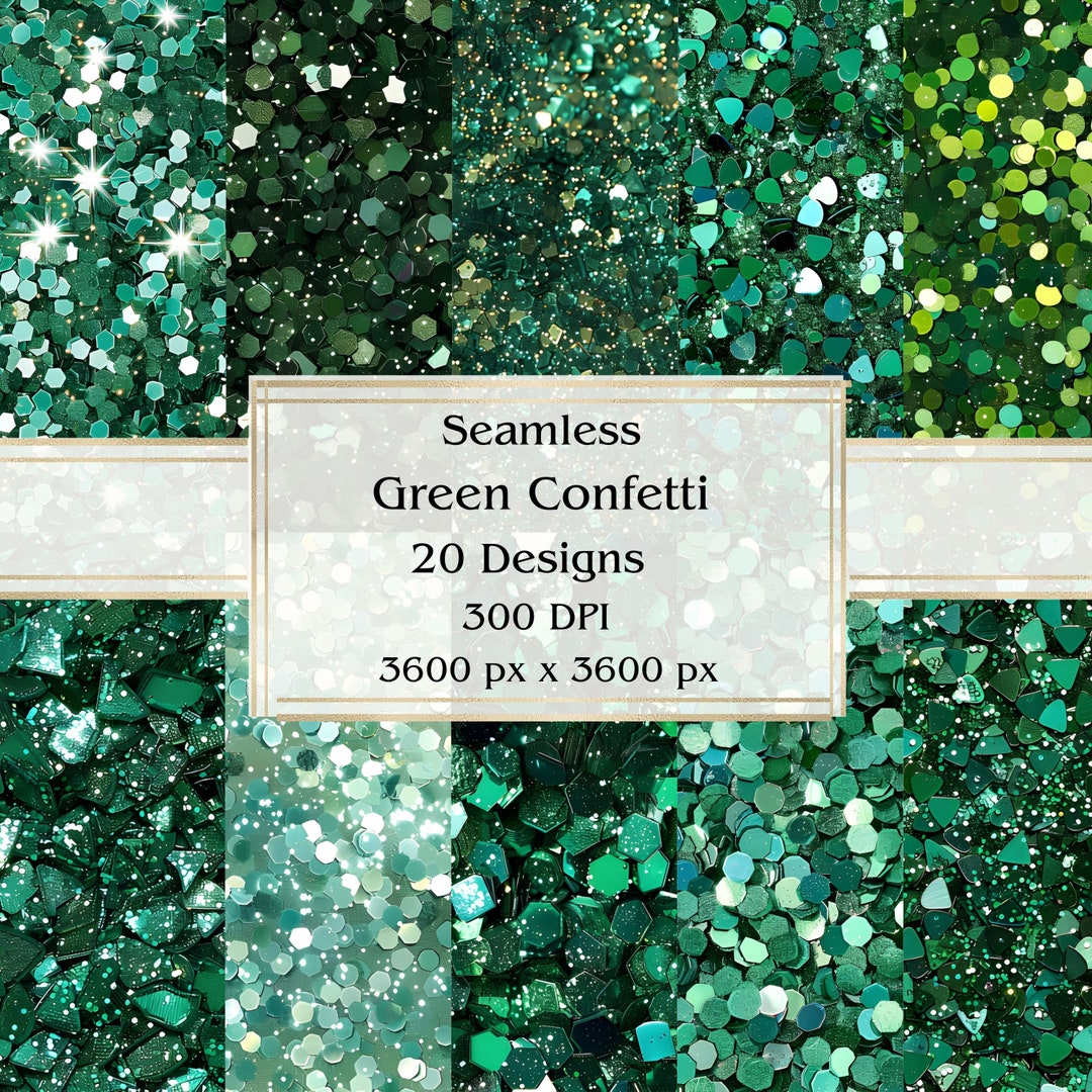 20 Green Confetti Patterns Seamless Digital Paper, JPEG, 12" X 12 ...