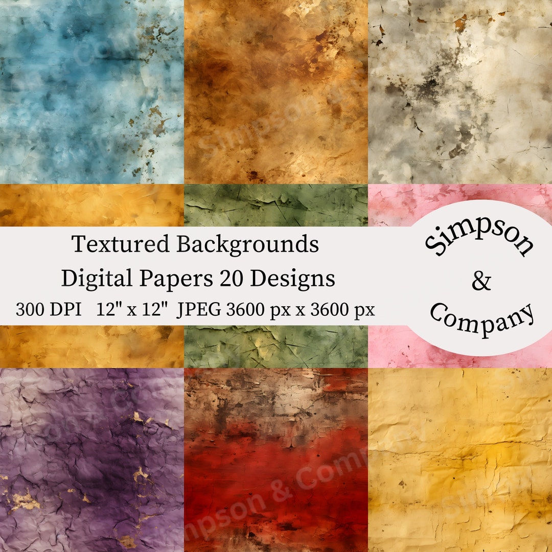20 Textured Backgrounds Digital Paper, Digital Paper Pack, JPEG, 12 X ...