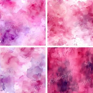 20 Pink Watercolor Backgrounds Seamless Digital Paper, JPEG, 12" X 12 ...