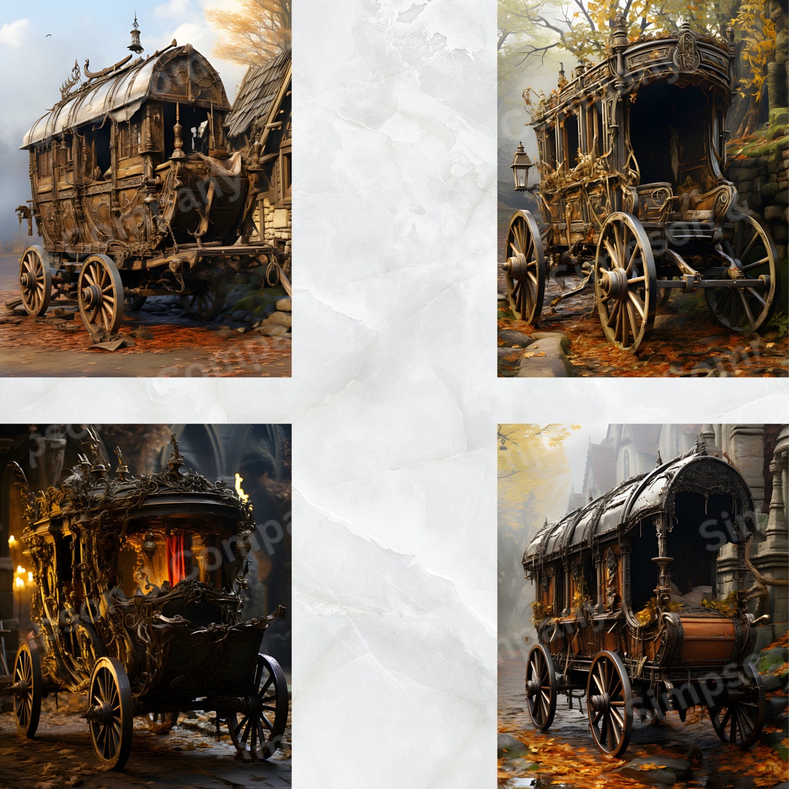 20 Broken Medieval Carriages Journal Paper Digital Paper - Etsy