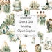 35 PNG Watercolor Green & Gold Wedding Clipart, Wedding Graphics ...