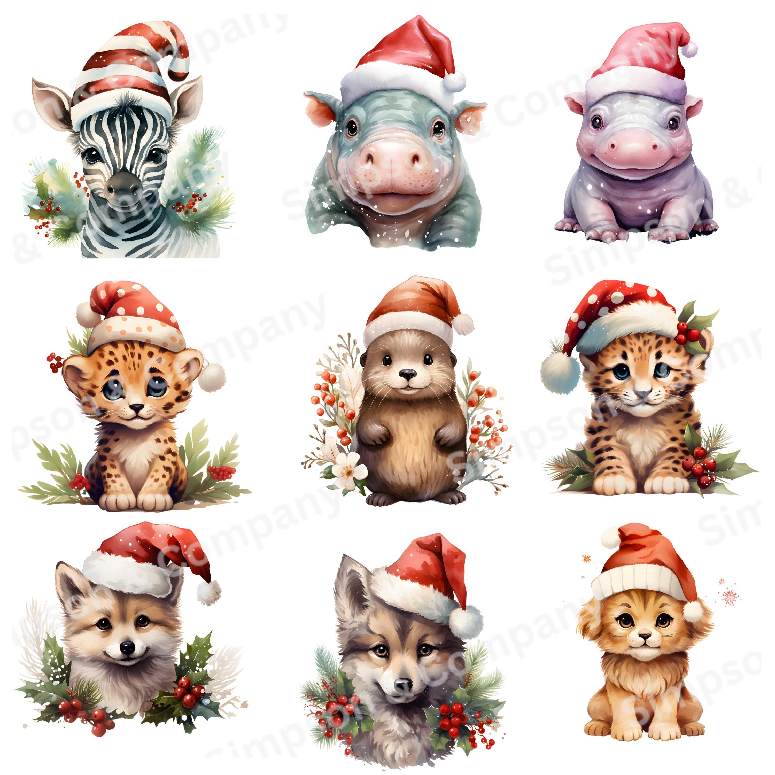 35 PNG Christmas Baby Zoo Animals Clipart, Christmas Clipart, Animal ...