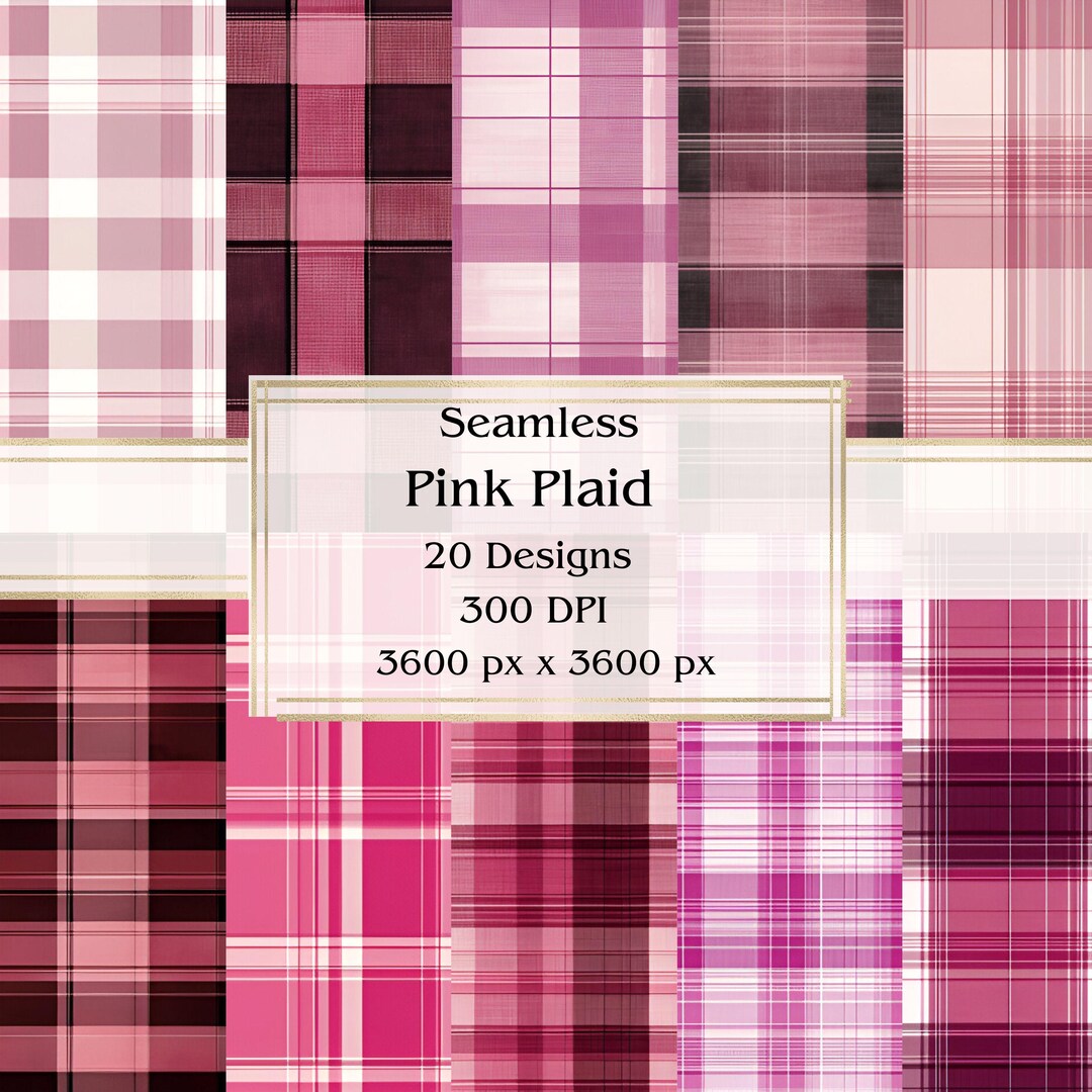 20 Pink Plaid Seamless Digital Paper, JPEG, 12" X 12", Scrapbook Paper ...