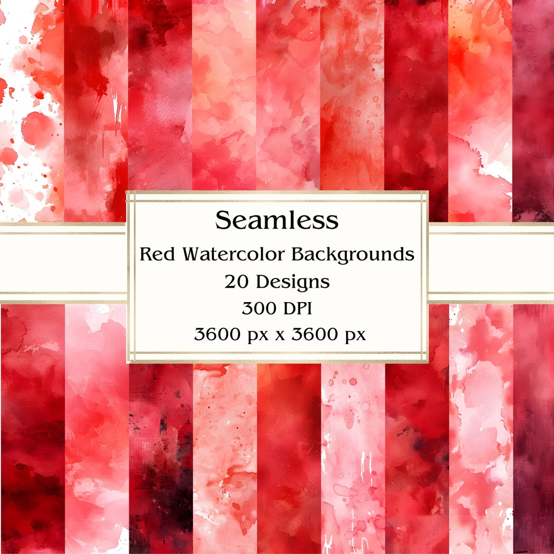 20 Red Watercolor Backgrounds Seamless Digital Paper, JPEG, 12" X 12 ...