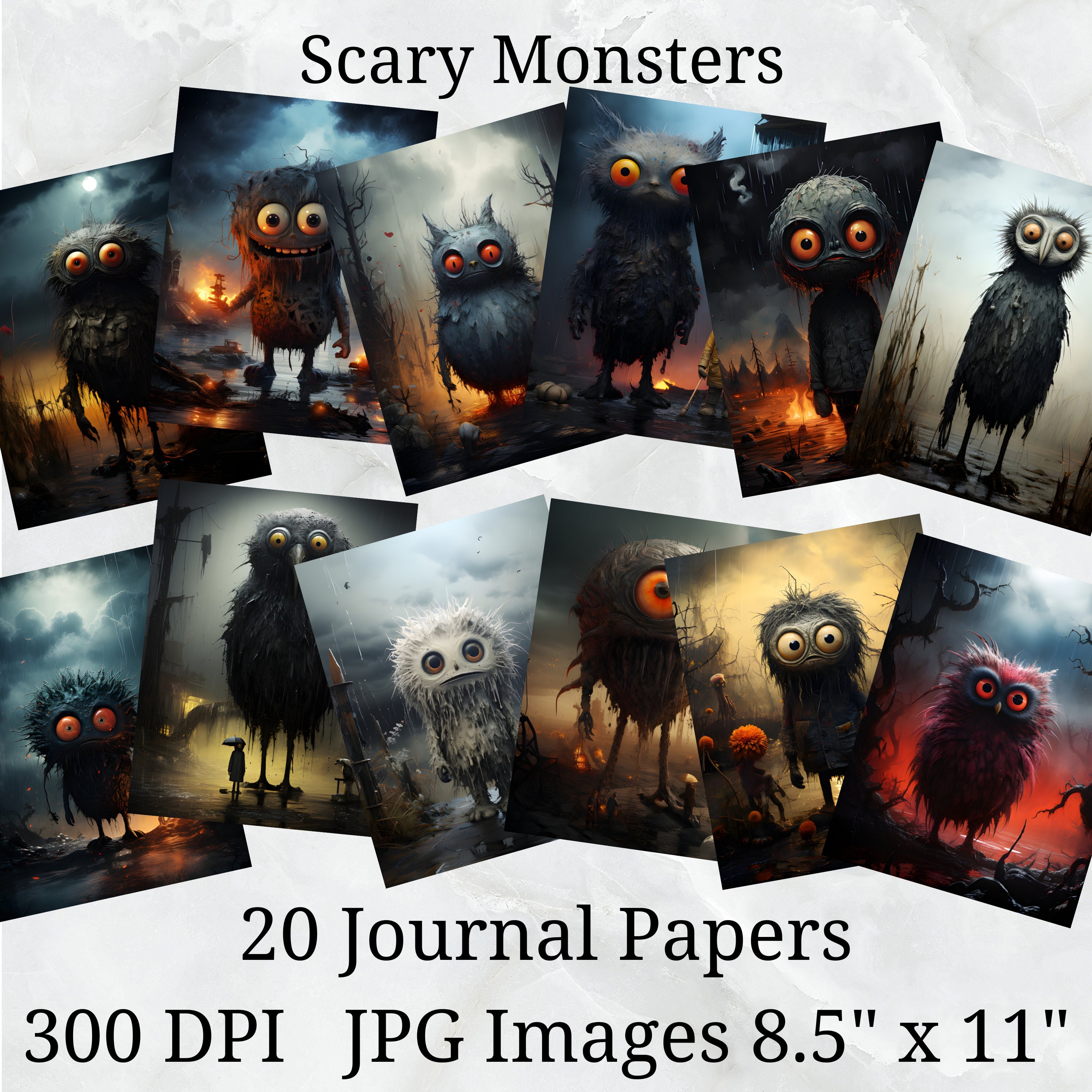 20 Scary Monsters Journal Paper Digital Paper JPEG 8.5 - Etsy