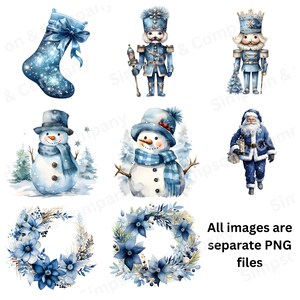 35 PNG Watercolor Blue Christmas Clip Art, Christmas Clip Art, Instant ...