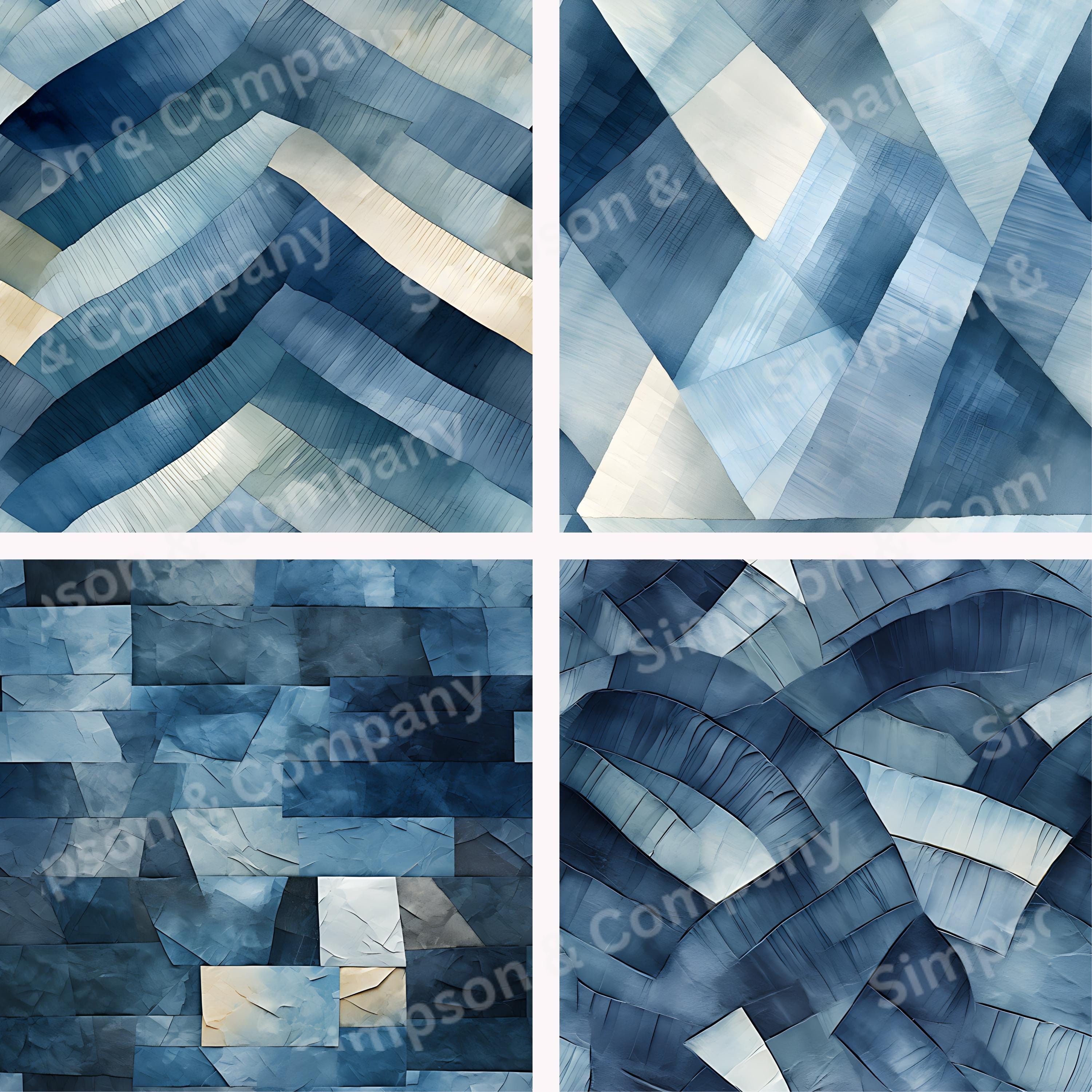 20 Indigo Textures Digital Papers, JPEG, 12 X 12, Scrapbook Paper, Junk ...