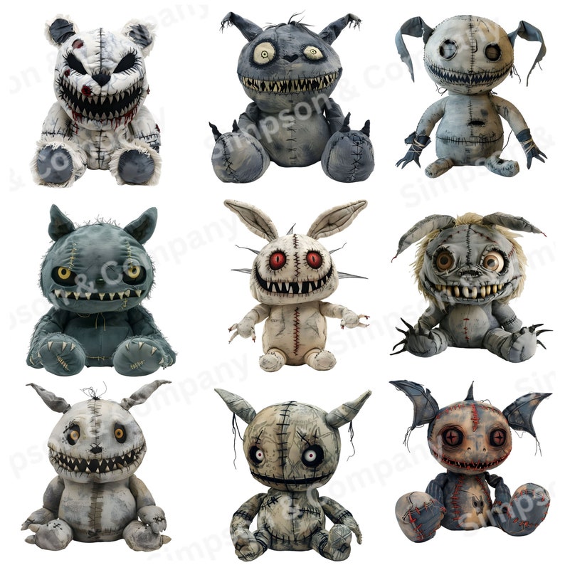35 PNG Horror Stuffed Animals Clip Art, Dolls Clipart, Halloween Clip ...