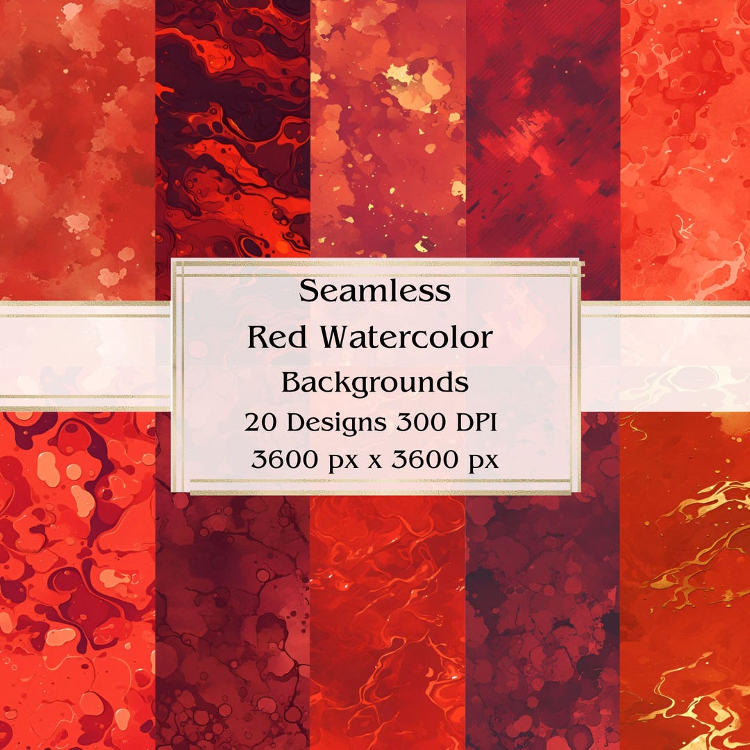 20 Red Watercolor Backgrounds Seamless Digital Paper, JPEG, 12" X 12 ...