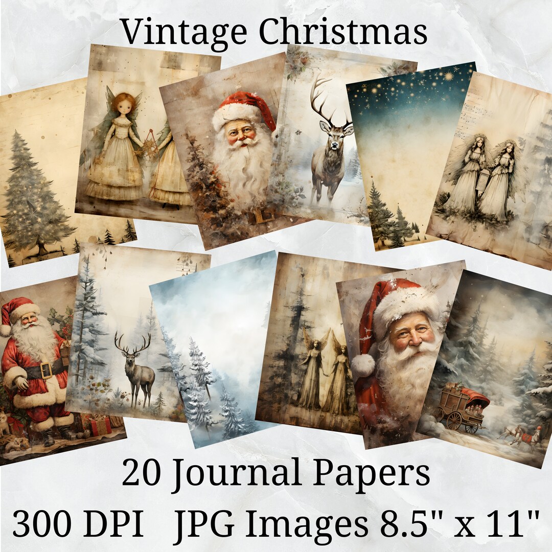 20 Vintage Christmas Journal Paper, Digital Paper JPEG, 8.5" X 11 ...