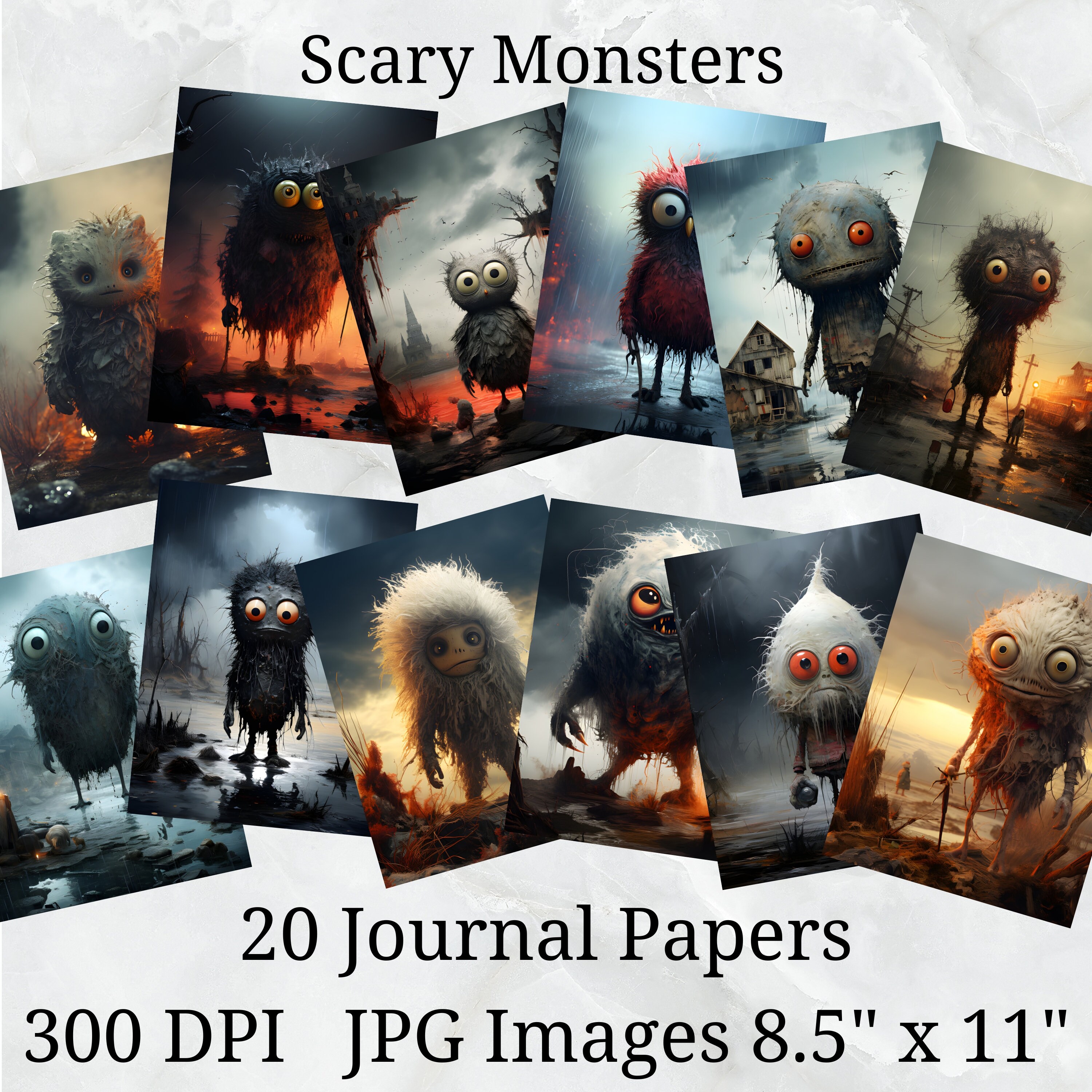 20 Scary Monsters Journal Paper Digital Paper JPEG 8.5 - Etsy