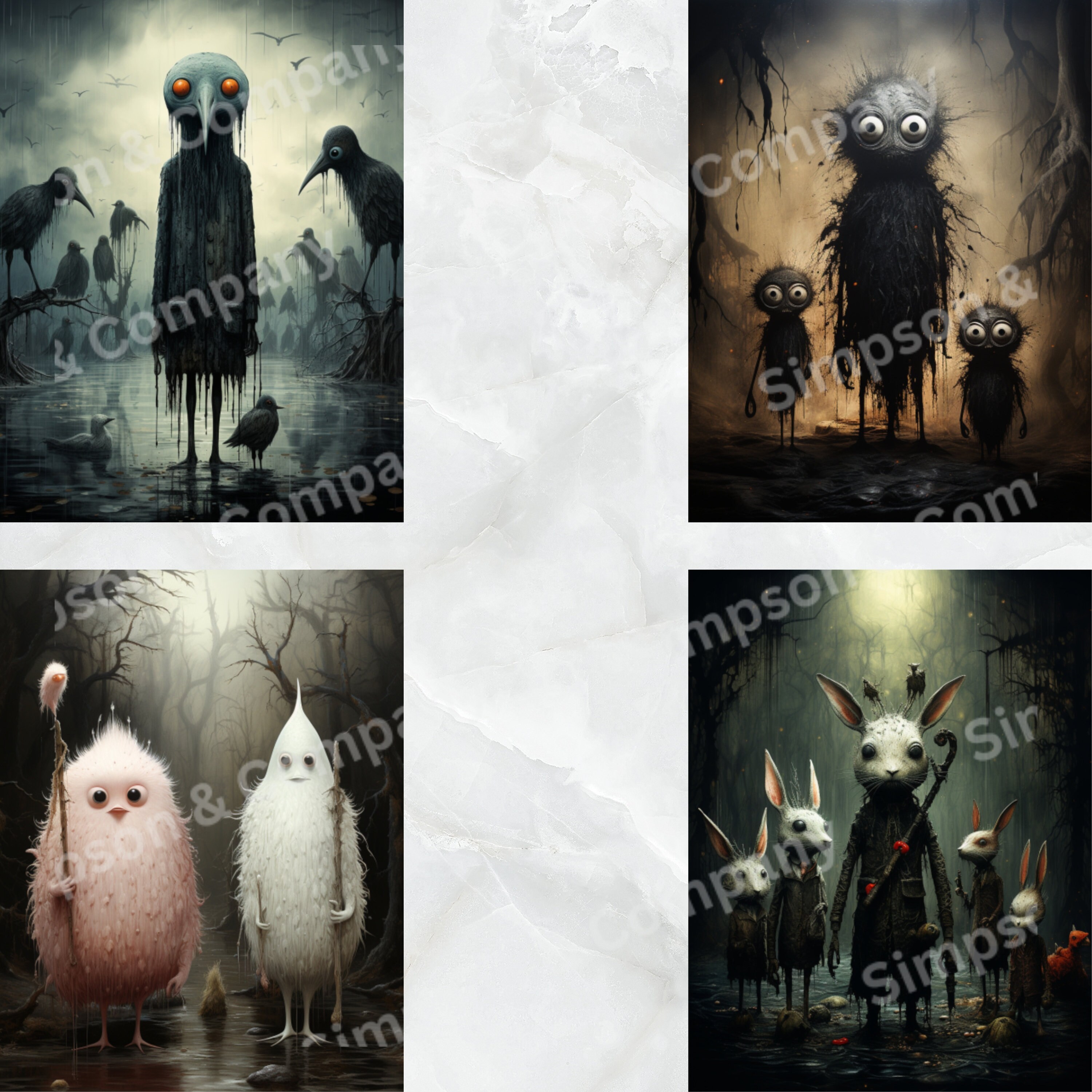 20 Creepy Critters & Creatures Journal Paper, Digital Paper JPEG, 8.5 X ...