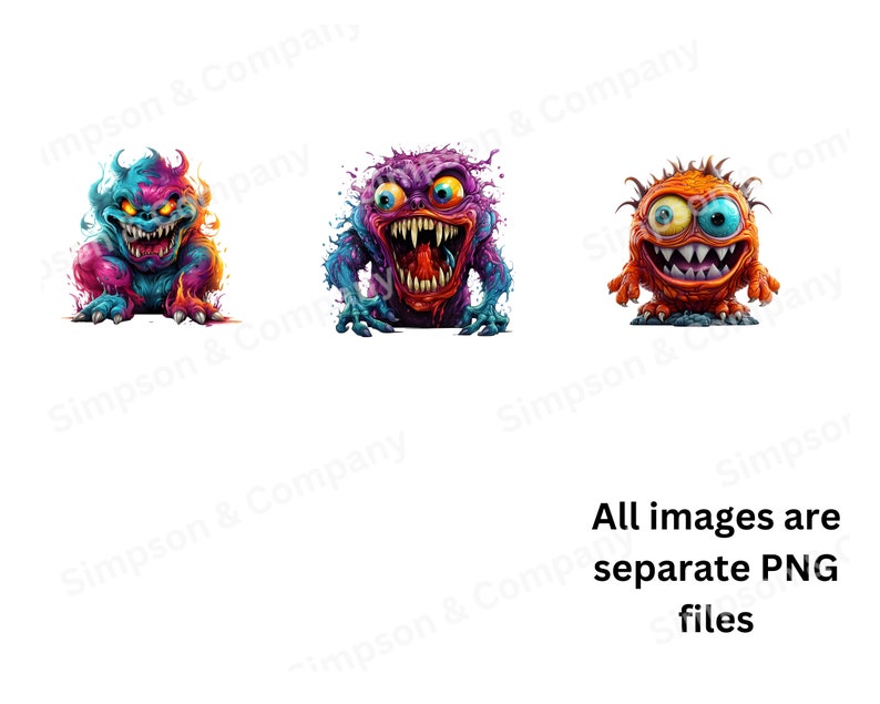 27 PNG Wacky Monsters Clip Art Kids Clipart Funny Monsters - Etsy