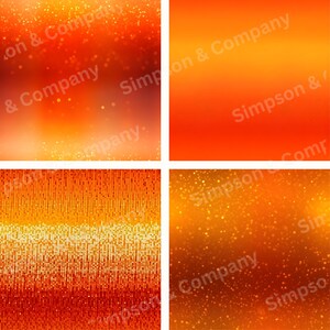 20 Orange Gradient Backgrounds Seamless Digital Paper, JPEG, 12" X 12 ...