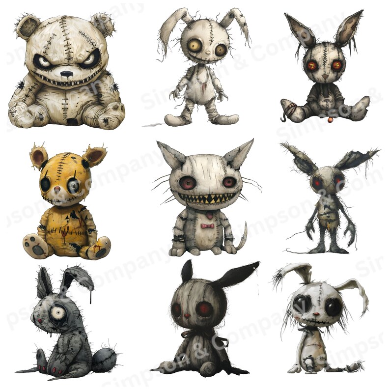 35 PNG Horror Stuffed Animals Clip Art, Dolls Clipart, Halloween Clip ...