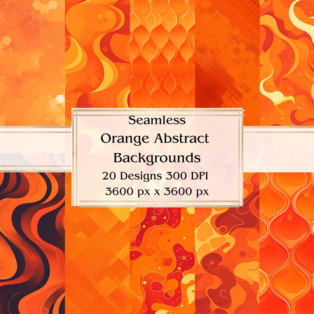 20 Orange Abstract Backgrounds Seamless Digital Paper, JPEG, 12 X 12 ...