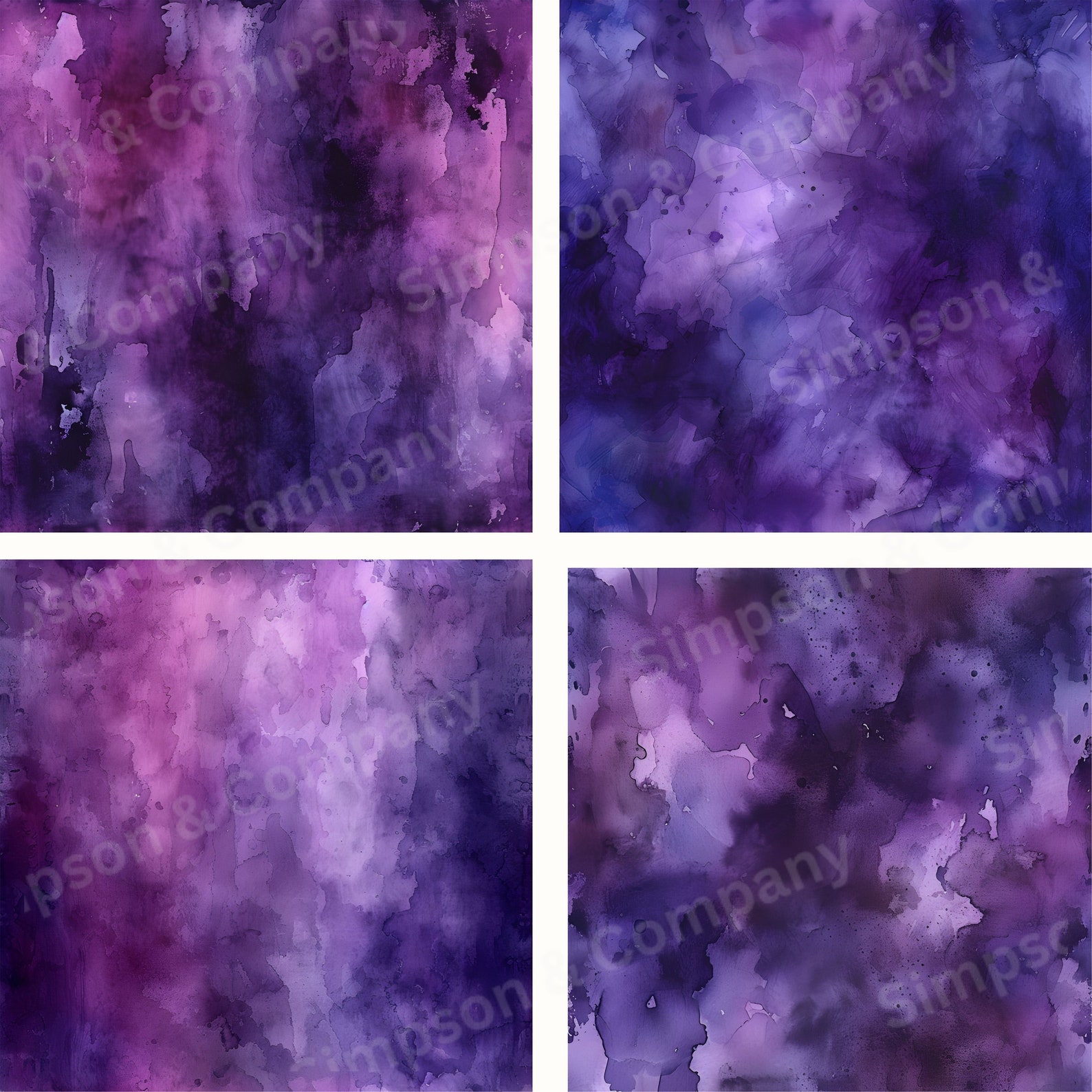20 Purple Watercolor Backgrounds Seamless Digital Paper, JPEG, 12 X 12 ...