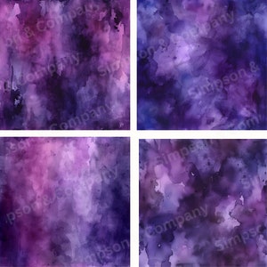 20 Purple Watercolor Backgrounds Seamless Digital Paper, JPEG, 12" X 12 ...