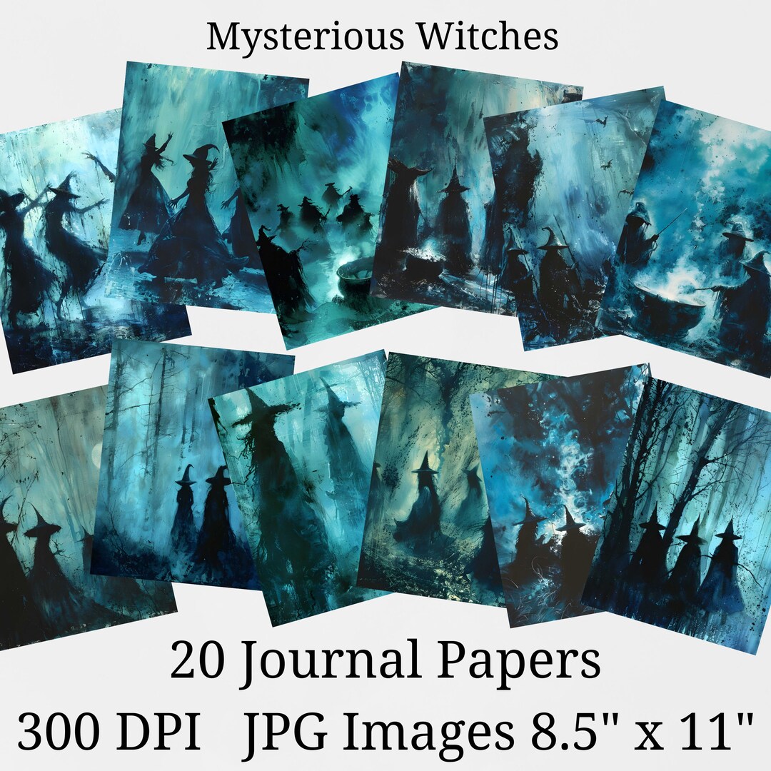20 Mysterious Witches Journal Paper, Digital Paper JPEG, 8.5" X 11 ...