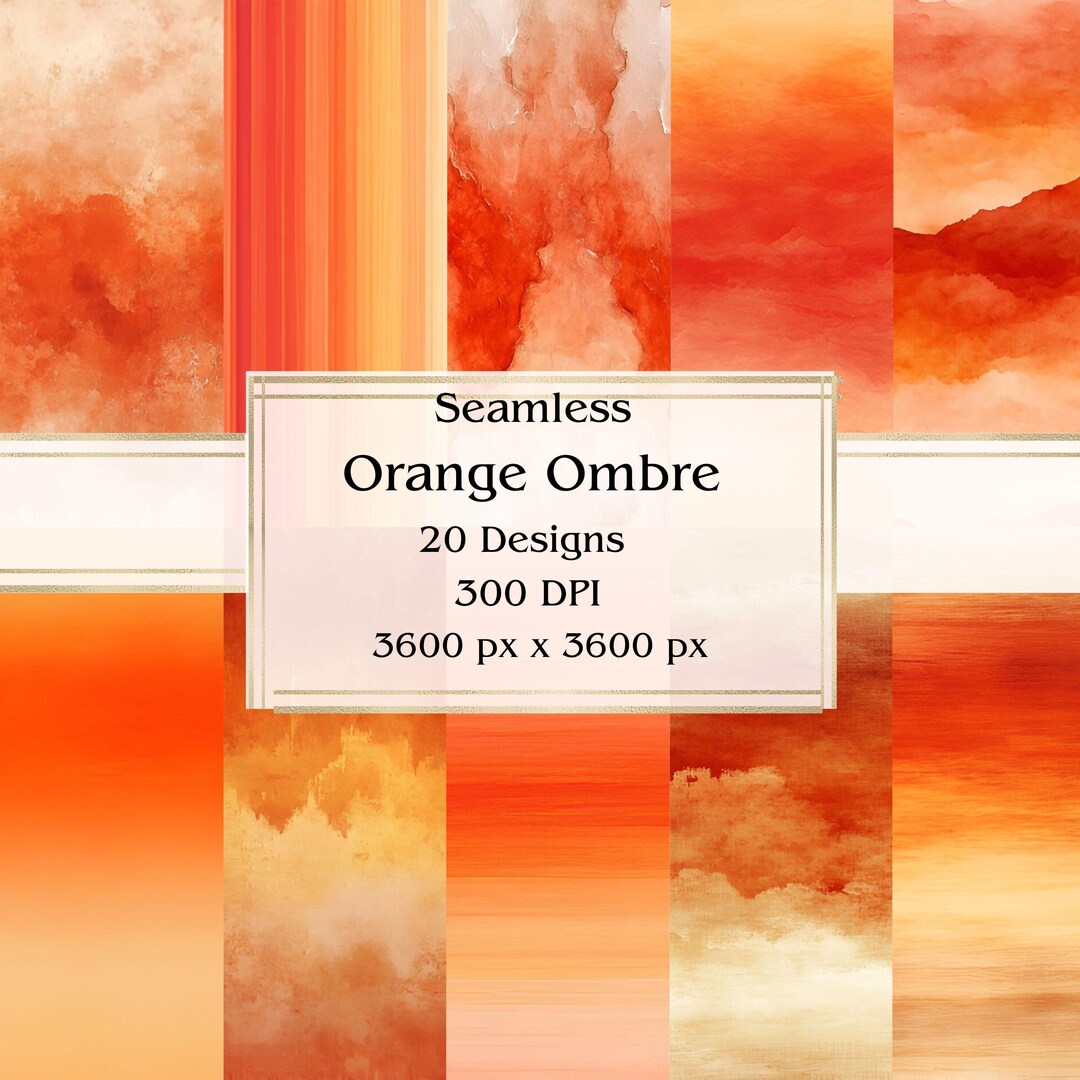 20 Orange Ombre Seamless Digital Paper, JPEG, 12" X 12", Scrapbook ...