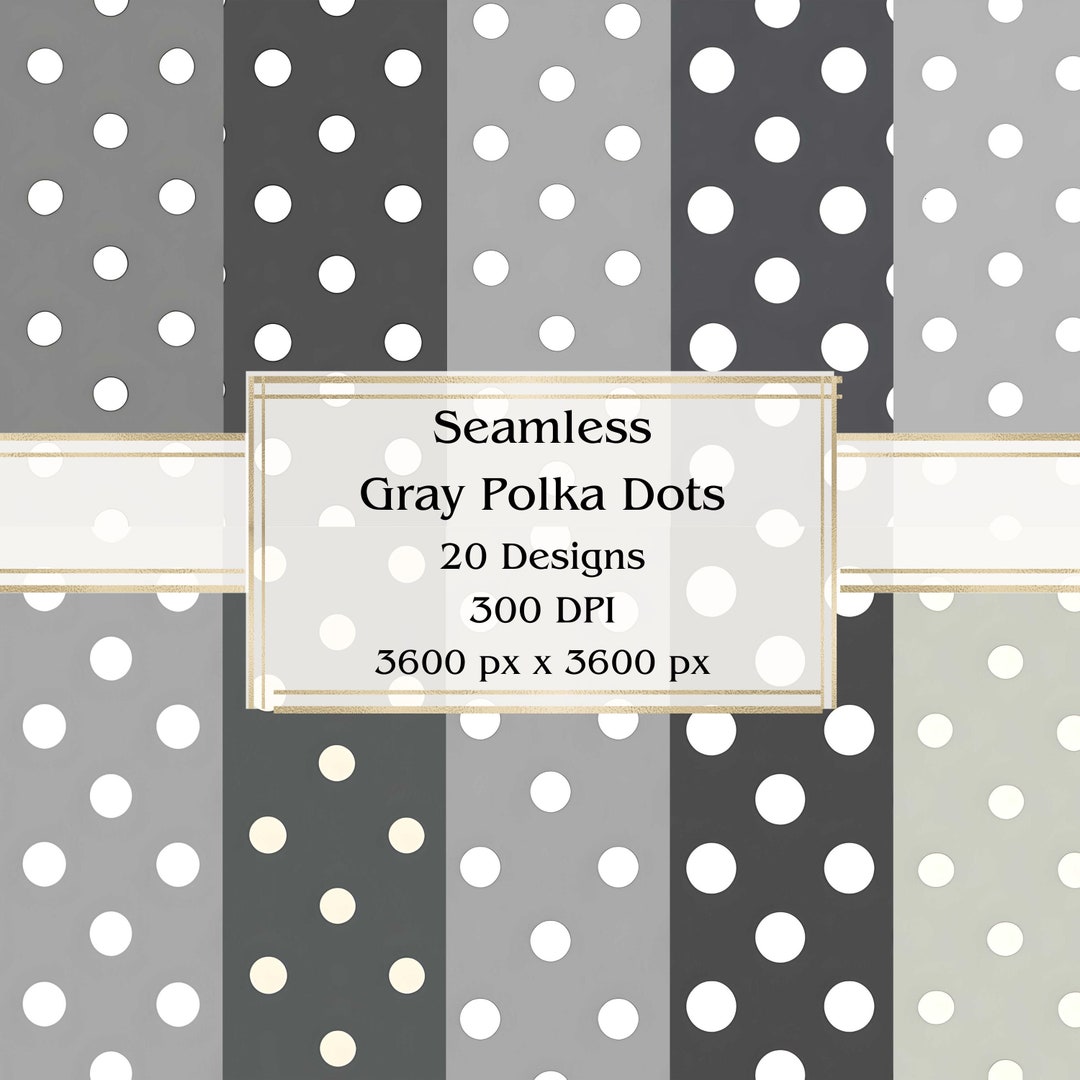 20 Gray Polka Dots Seamless Digital Paper, JPEG, 12" X 12", Scrapbook ...